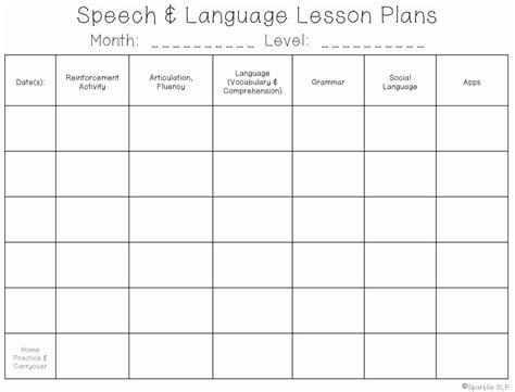 Speech Therapy Schedule Template Awesome Lesson Plan Template Landscape