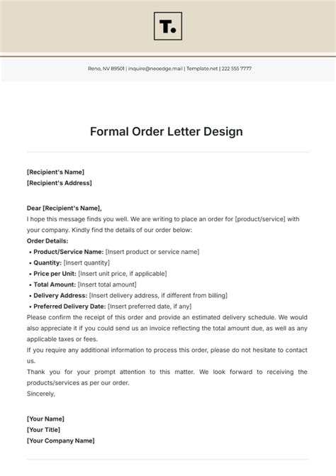 Order Letter