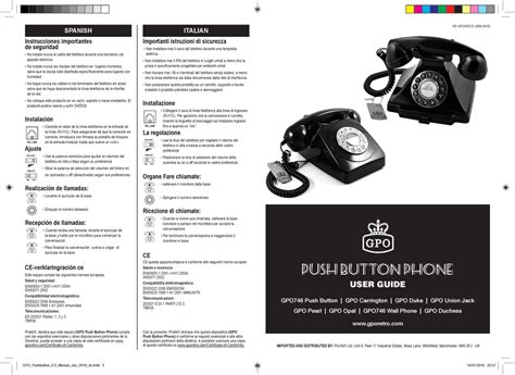 Gpo Gpo746 Push Button User Manual Pdf Download Manualslib