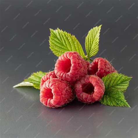 Premium Photo Raspberry Fruit Background Red Three Leaves Bunch Leaf