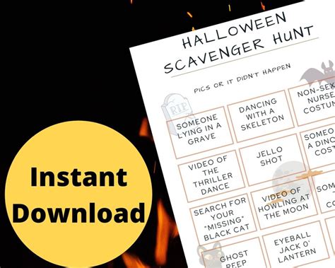 Halloween Adult Scavenger Hunt Photo Challenge Printable Etsy