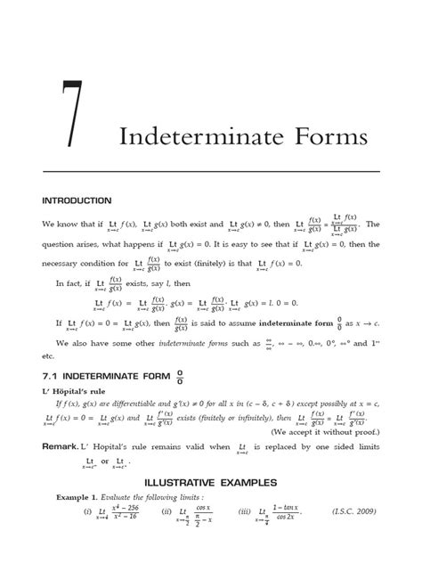 Indeterminate Forms Pdf Infinity Mathematical Relations