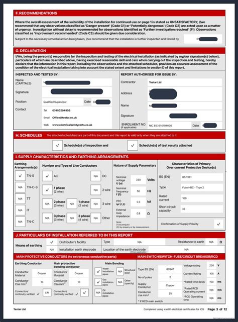 Eicr Example How A Completed Report Certificate Looks