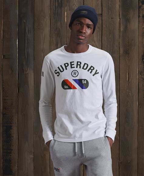 Mens Vintage Sport Long Sleeve Top In Optic Superdry Uk