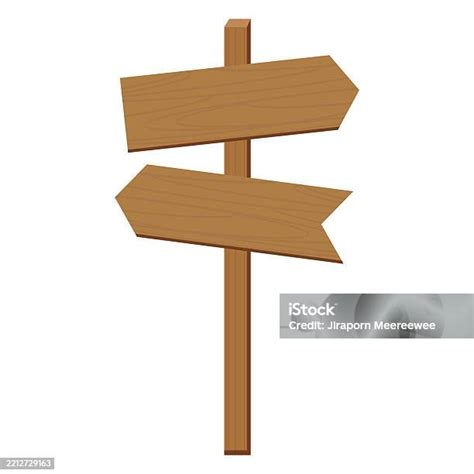 Wooden Directional Signpost With Empty Arrows Stock Illustration Download Image Now Arrow