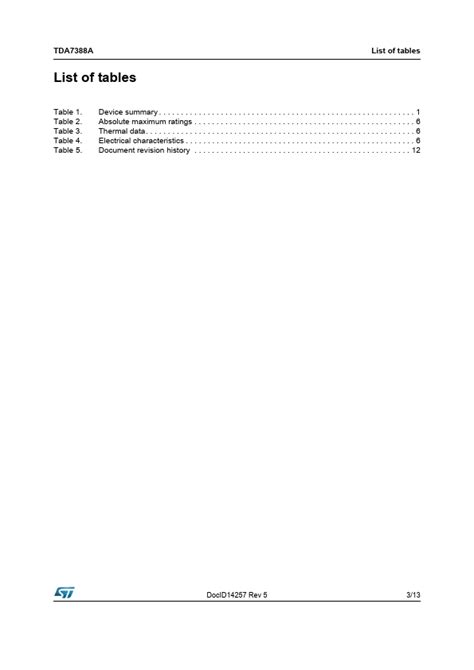 Tda7388a Datasheet Stmicroelectronics