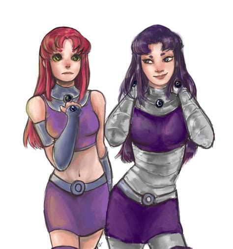 Starfire And Her Sister Blackfire ティーン タイタンズ イラスト タイタンズ