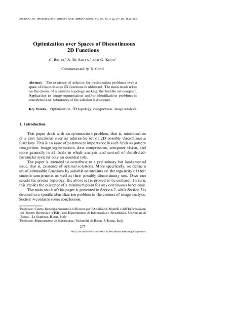 Pdf Optimization Over Spaces Of Discontinuous 2d Functions