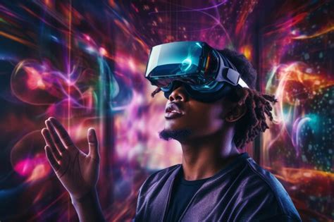 Premium Ai Image Beautiful African American Man Wears Virtual Reality