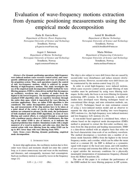 Pdf Evaluation Of Wave Frequency Motions Extraction From Dynamic