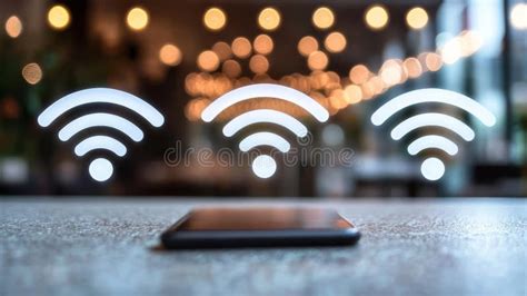 Closeup Of Smartphone Displaying Wifi Signal Strength Indicator Wireless Connectivity In The