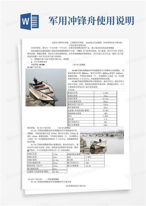 军用冲锋舟使用说明word模板下载编号lzamjkmm熊猫办公