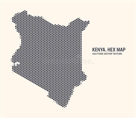 Kenya Map Vector Hexagonal Half Tone Pattern Isolated On Light