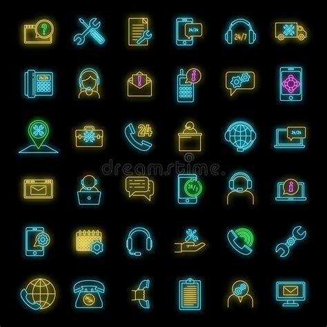 Call Service Center Icons Set Vector Neon Stock Vector Illustration Of Phone Business 301298321