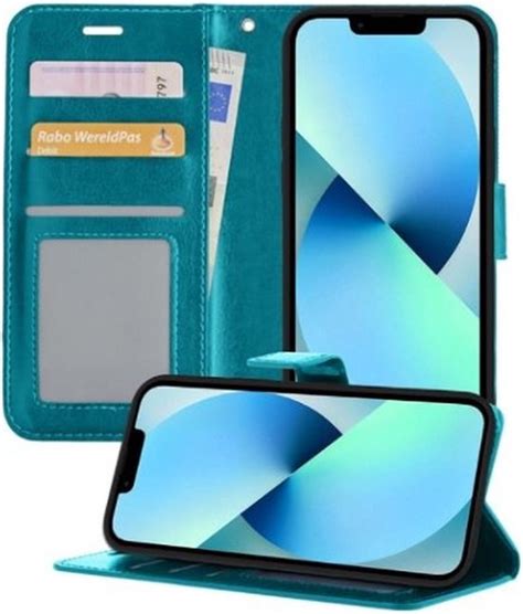 IPhone Pro Max Hoesje Met Pasjeshouder Bookcase Turquoise Bol