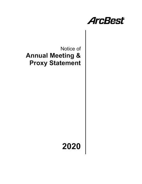 Arcbest Corporation Proxy Statement 2020