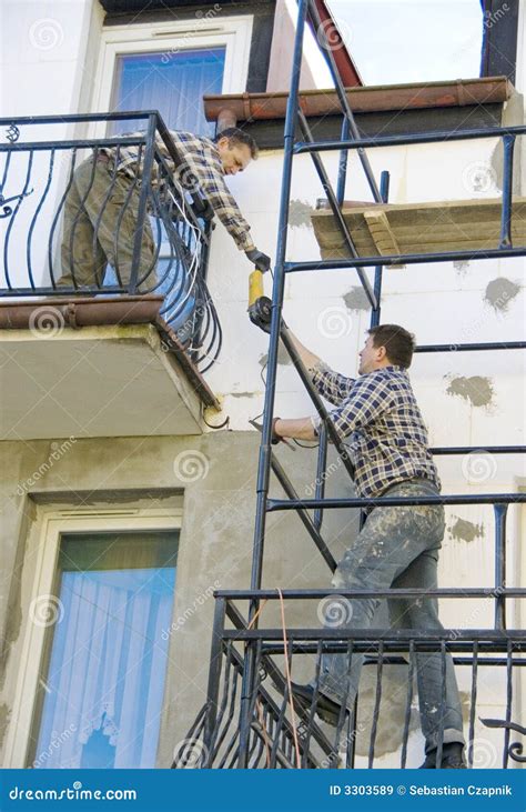Working On Scaffolding Stock Image Image Of Isolate Framework 3303589
