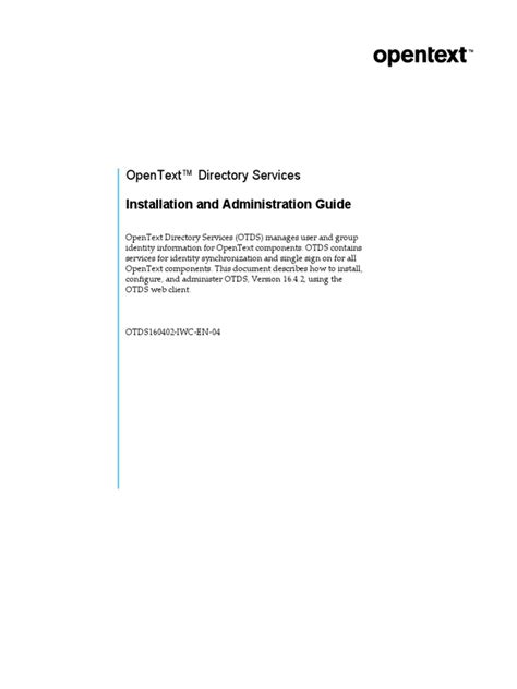 opentext directory services 16 4 2 installation and administration