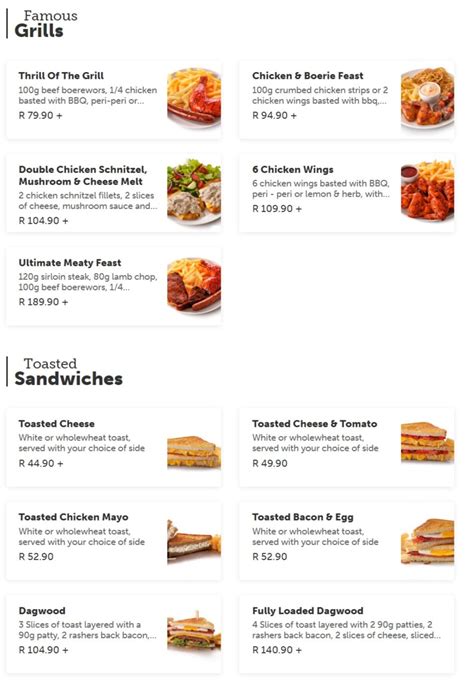 Wimpy Menu Prices South Africa