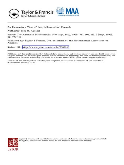 Apostol Euler Maclaurin Pdf