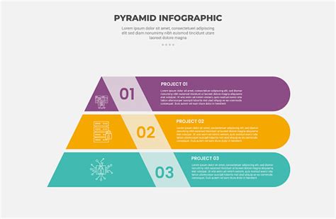 피라미드 또는 삼각형 모양 인포 그래픽 개요 스타일 3 포인트 템플릿과 창의적인 피라미드 긴 직사각형 상자 컨테이너 슬라이드 프리젠 테이션을 위해 연합 0명에 대한 스톡
