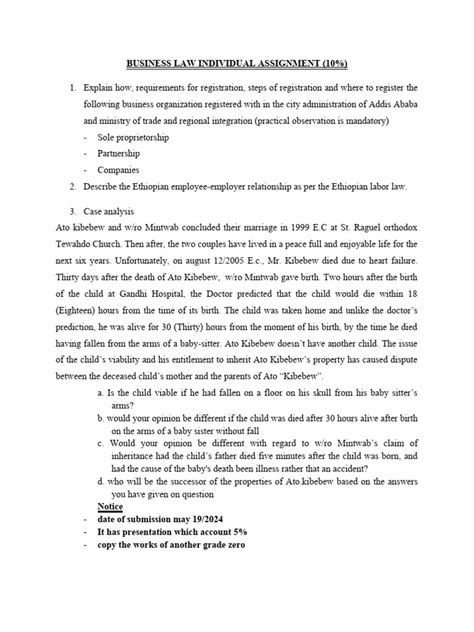 Business Law Individual Assignment Pdf