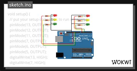 Lampu Merah 2 Jalur Wokwi Esp32 Stm32 Arduino Simulator