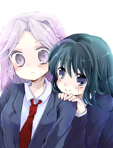 Safebooru Face Honami Yuu Kajiki Yumi Necktie Pink Eyes Pink Hair