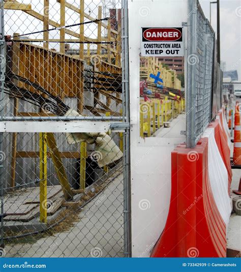 Plexiglass Viewing Window Of A Construction Area Gate Stock Image