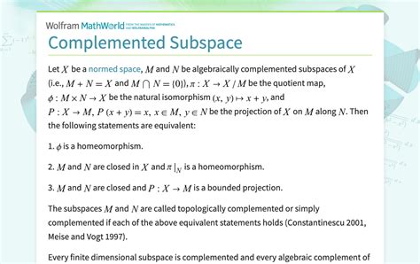 补子空间 来源：数学天地 数学天地