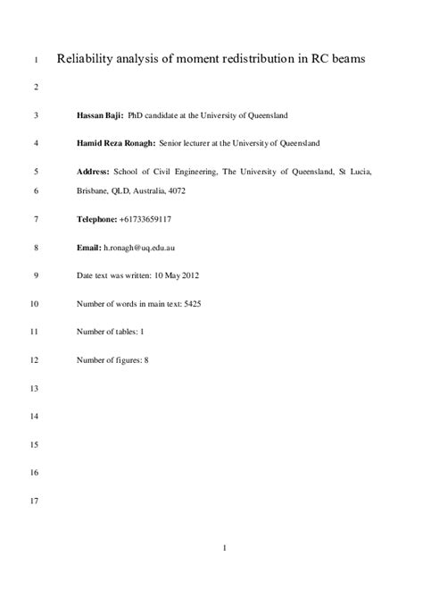 Pdf Reliability Analysis Of Moment Redistribution In Reinforced Concrete Beams
