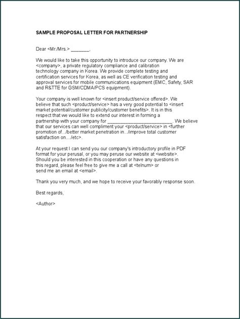 Free Printable Proposal Letter