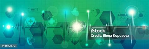 플랫 스타일의 의학 및 심장학 개념 맥박의 배경에 심장 아이콘이 있는 추상적인 색깔의 배경 심혈관 질환의 진단 및 예방 건강관리와 의술에 대한 스톡 벡터 아트 및 기타