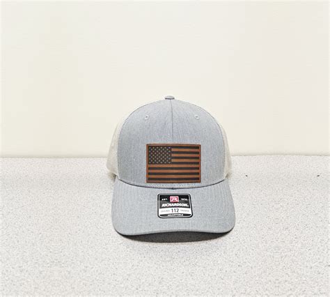American Flag Leather Patch Hat Patriotic Richardson 112 Snapback