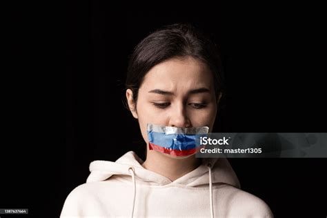 Halflegth Portrait Of Young Emotional Upset Girl With Three Colors Duct