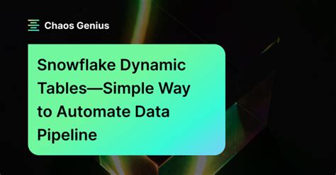 Snowflake Dynamic TablesSimple Way To Automate Data Pipeline