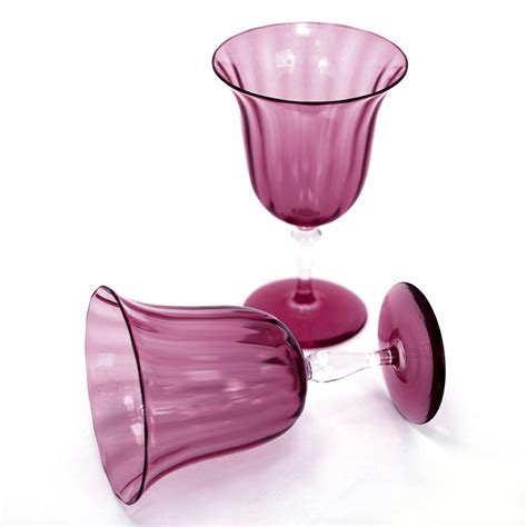 21428 12 Steuben Optic Rib Water Glasses In Amethyst