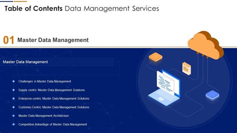 Table Of Contents Data Management Services Slide Presentation