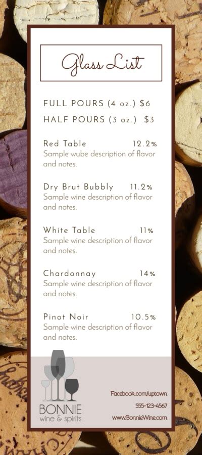 Classic Wine List Menu Template Mycreativeshop