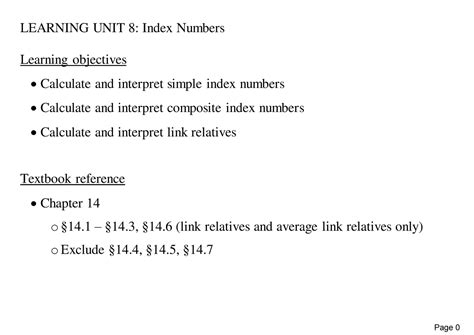 Lu8 Lecture Notes Annotated Learning Unit 8 Index Numbers Learning