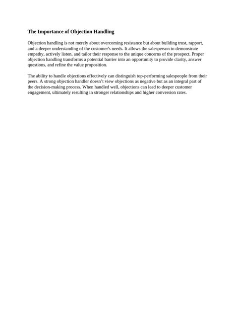 The Importance Of Objection Handling Pdf The Importance Of Objection Handling Pdf