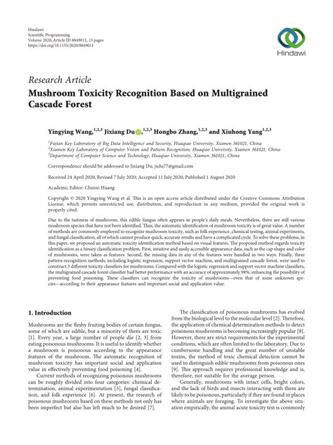 Pdf Mushroom Toxicity Recognition Based On Multigrained Cascade Forest