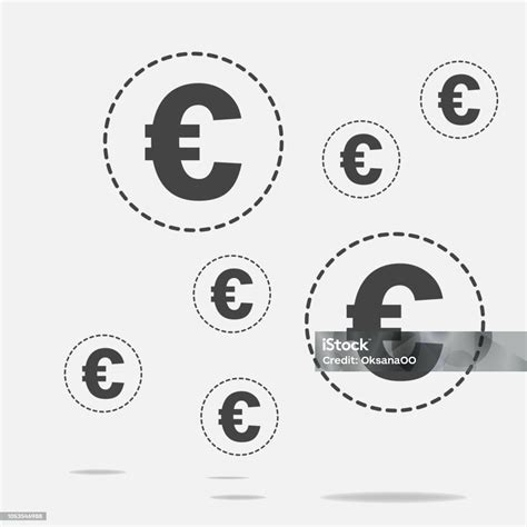 회색 배경에 유로 기호의 벡터 이미지 플랫 이미지 그림자 있는 유로 아이콘입니다 레이어 그룹화 쉽게 편집 그림에 대 한 당신의 디자인에 대 한 0명에 대한 스톡 벡터 아트