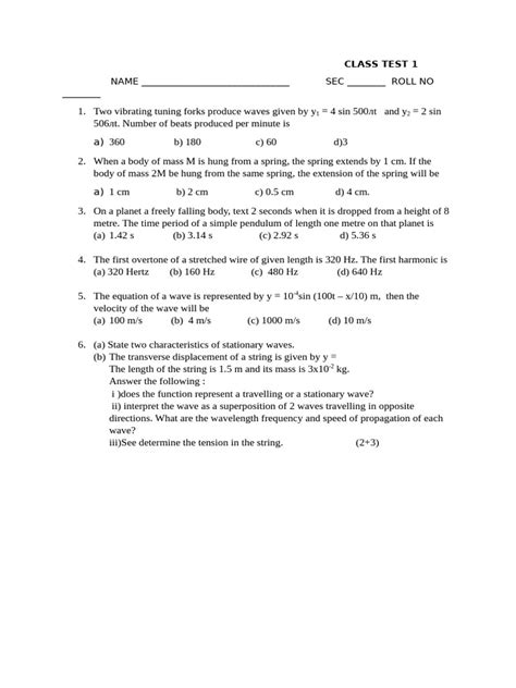 Class Test 1 Pdf