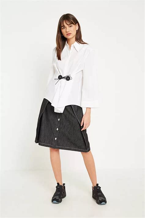 Mm6 White Button Down Tie Front Shirt Urban Outfitters Uk