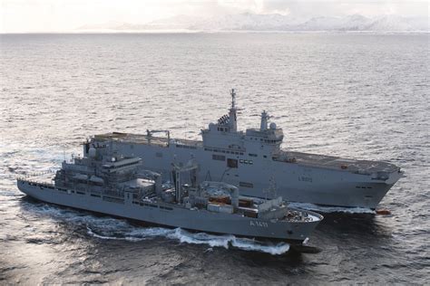 Mistral Class Lhd Dixmude With Replishment Ship Berlin Off Norway