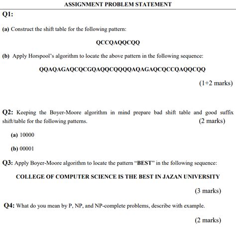 solved assignment problem statement q1 a construct the