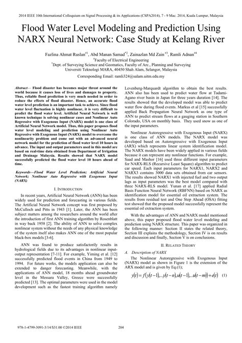 Pdf Flood Water Level Modeling And Prediction Using Narx Neural