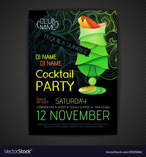 Disco Cocktail Party Poster3d Design Royalty Free Vector