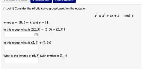 Solved Point Consider The Elliptic Curve Group Based On Chegg